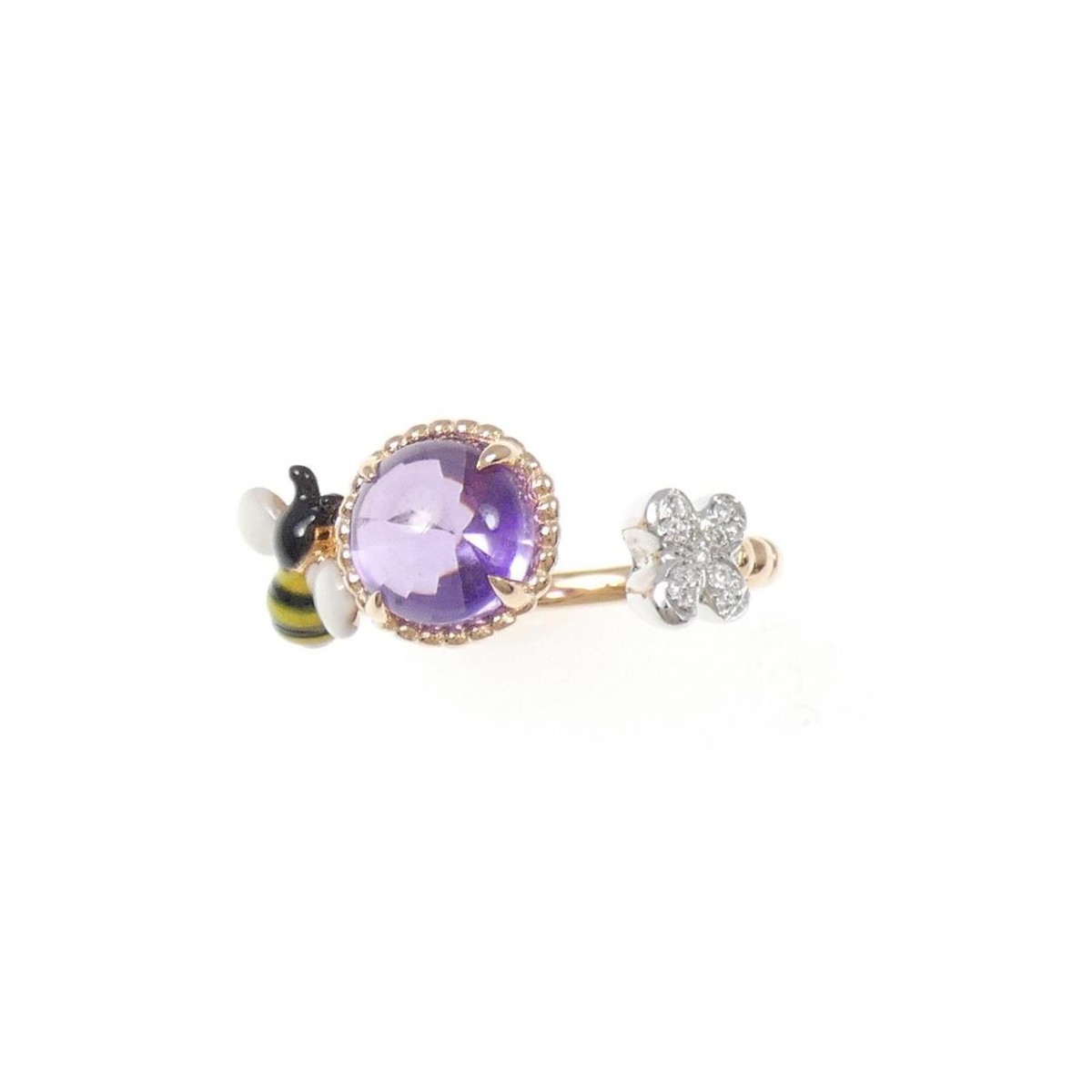 Authentic K18PG K18WG Bee Color Stone Ring #260-006-516-8394 Authentic K18PG K18WG Bee Color Stone Ring #260-006-516-8394
