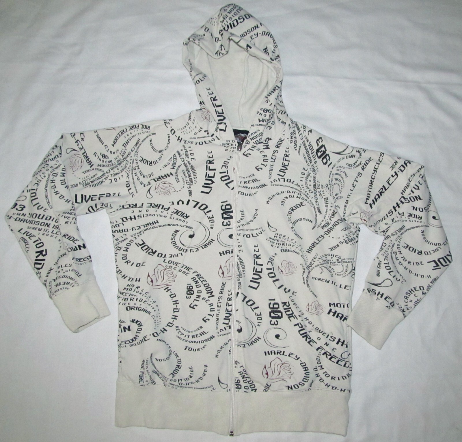 Harley Davidson Live To Ride Graffiti Print Zip Hoodi… - Gem