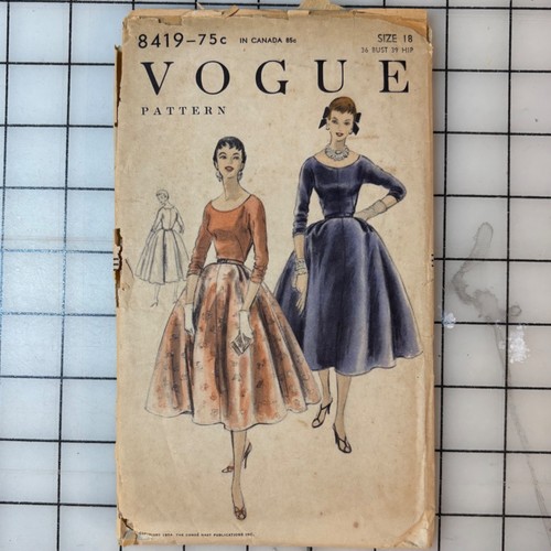 Vintage Original 1950s Vogue Dress Pattern Sz 18 Bust 36 | eBay