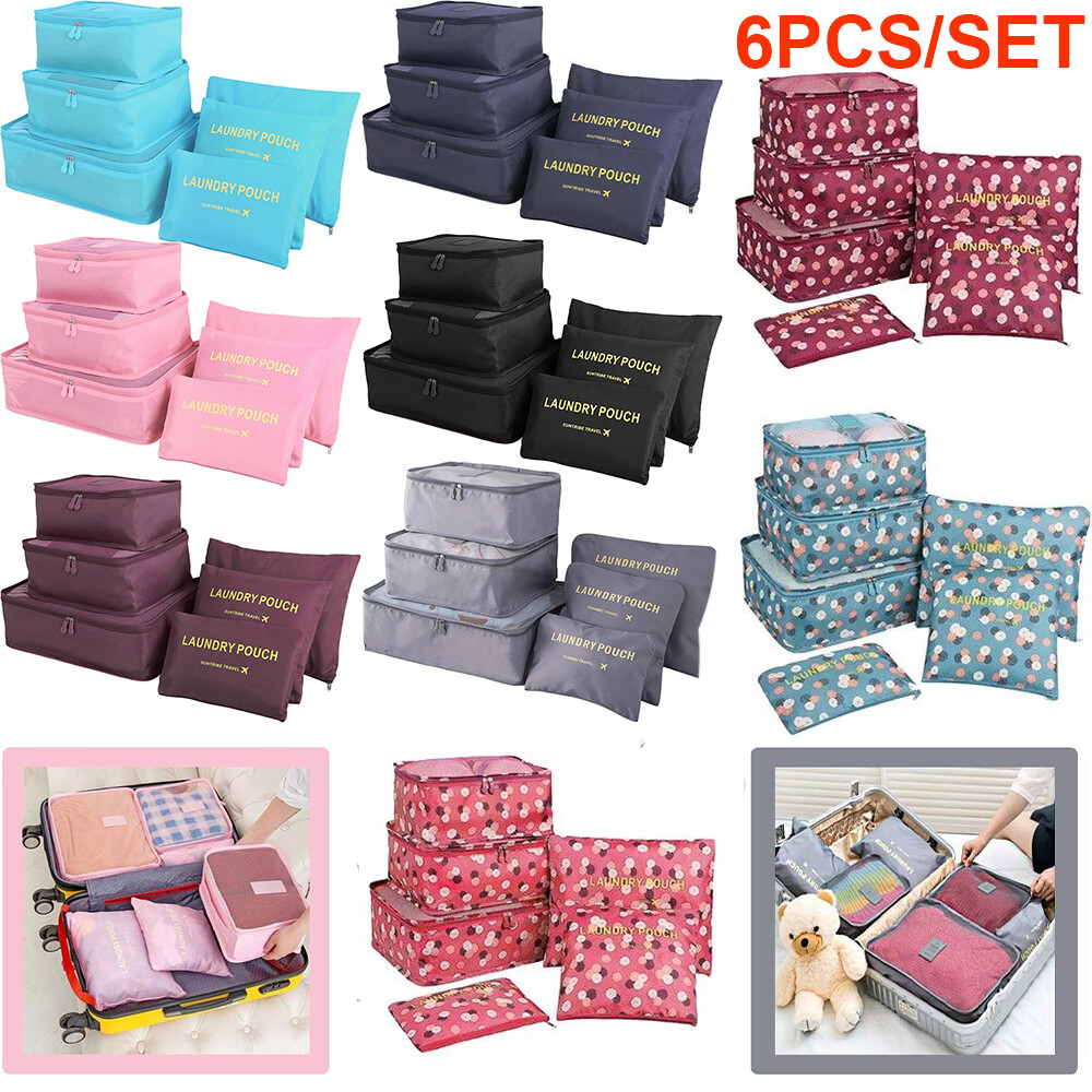 6 Piece Luggage Organiser Set Storage Suitcase Bags Packing Travel ...