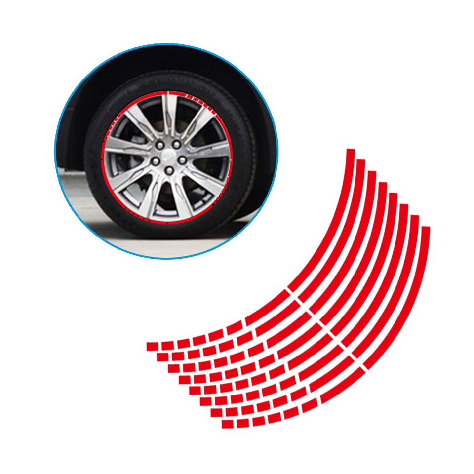 16x Red Reflective Sticker Car Wheel Hub Rims Stripe Tape Decal Car ...