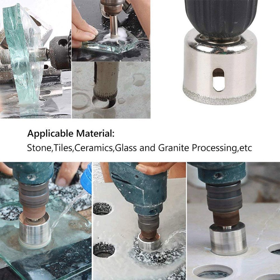 15pcs Diamond Hole Saw Drill Bit Set Glass Ceramic Tile Saw Cutting ...