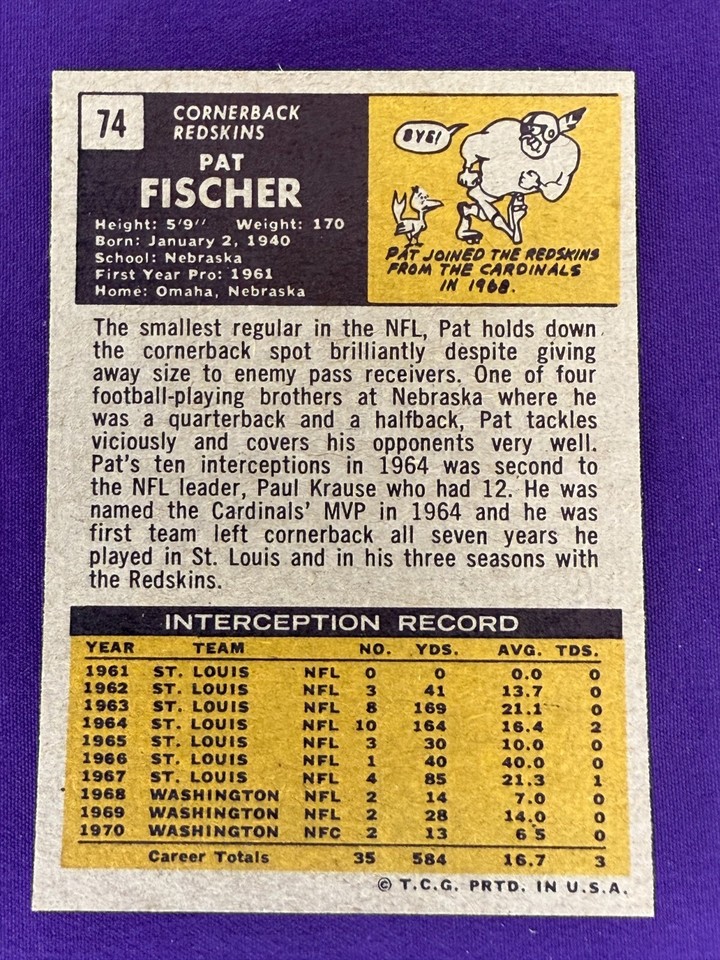1971 Topps - #74 Pat Fischer | eBay