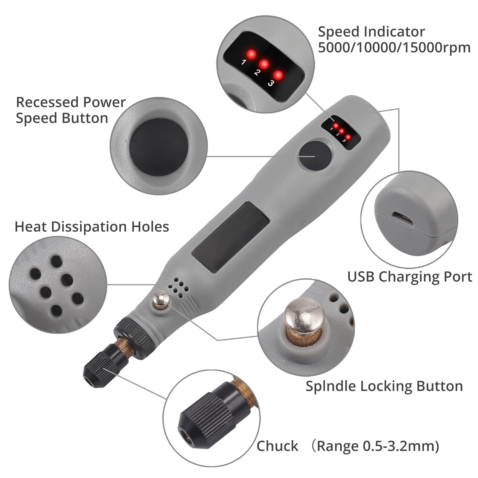 160X Electric Grinding Pen Rotary Drill Grinder Cordless USB Engraving ...