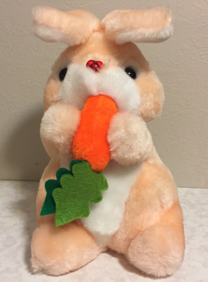 Vintage Pretty Bunny Rabbit Stuffed Plush Toy Musical Lights Up 1970s ...