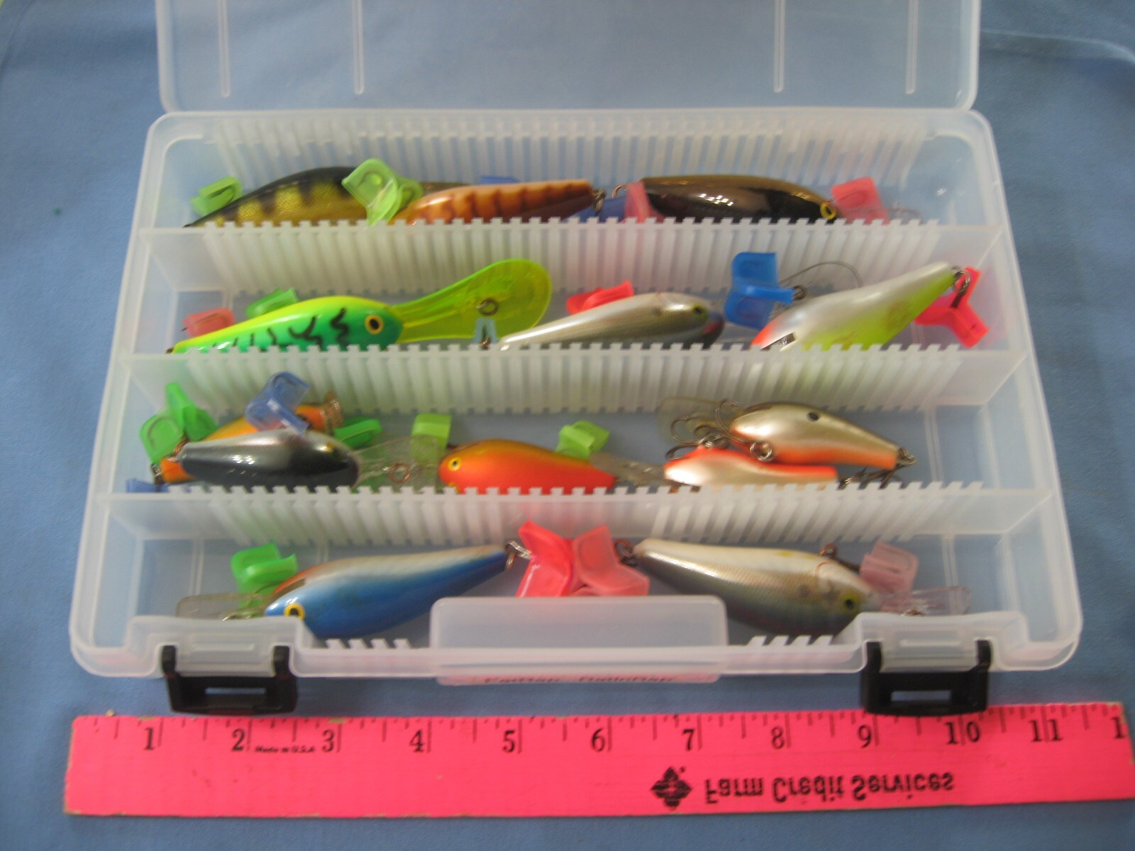 LOT OF 13 RAPALA RATTLING RAP / FAT RAP CRANKBAIT BASS LURES IN BOX #3 ...