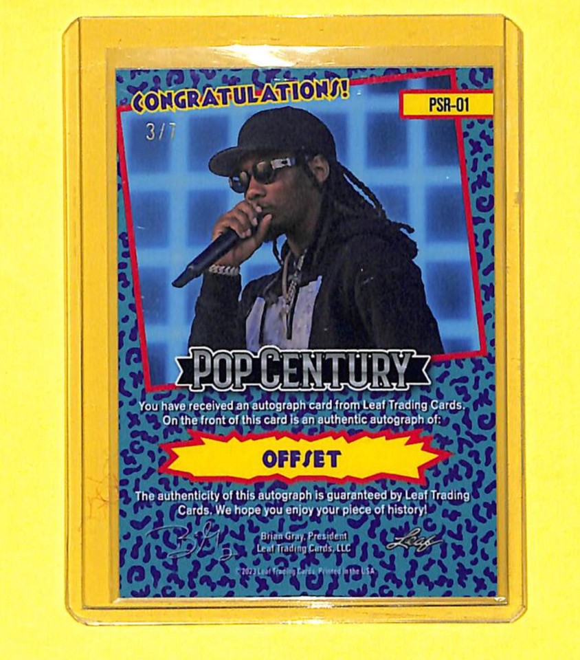 2023 Leaf Pop Century Offset Pro Set Raps 3/7 Purple Auto Autograph ...