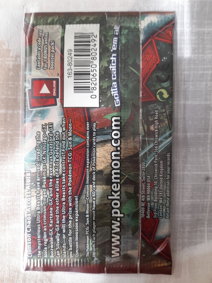 Pokémon TCG Sun & Moon Crimson Invasion Booster Pack New Sealed | eBay