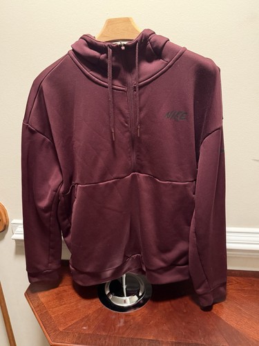 Nike Women’s Medium Burgundy Hoodie Pullover Half Zip Long Sleeve Logo ...