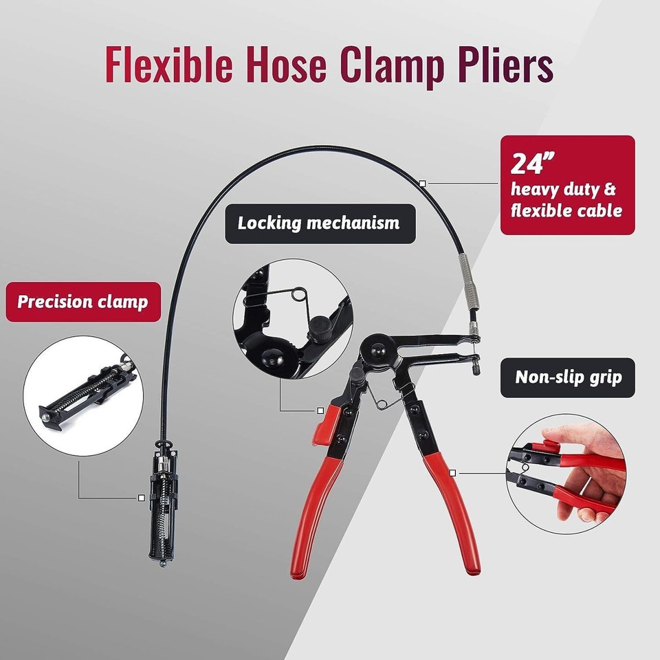 9PCS Hose Clamp Clip Plier Set Swivel Jaw Flat Angled Band Automotive ...