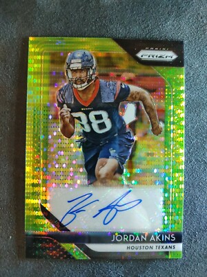 2018 Panini Prizm Green Parallel Houston Texans Jordan Akins autograph ...