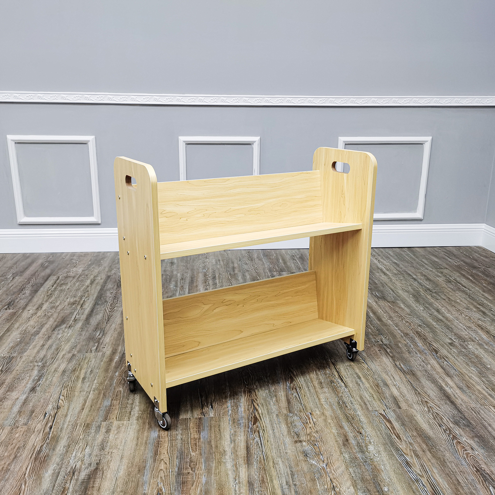 Wood (MDF) Book Cart Library Pew Cart Binder Rack Rolling Storage Cart ...