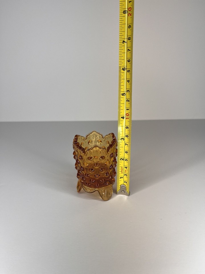 Vintage Fenton Amber Toothpick Holder Glass Hobnail 3" Red Orange ...