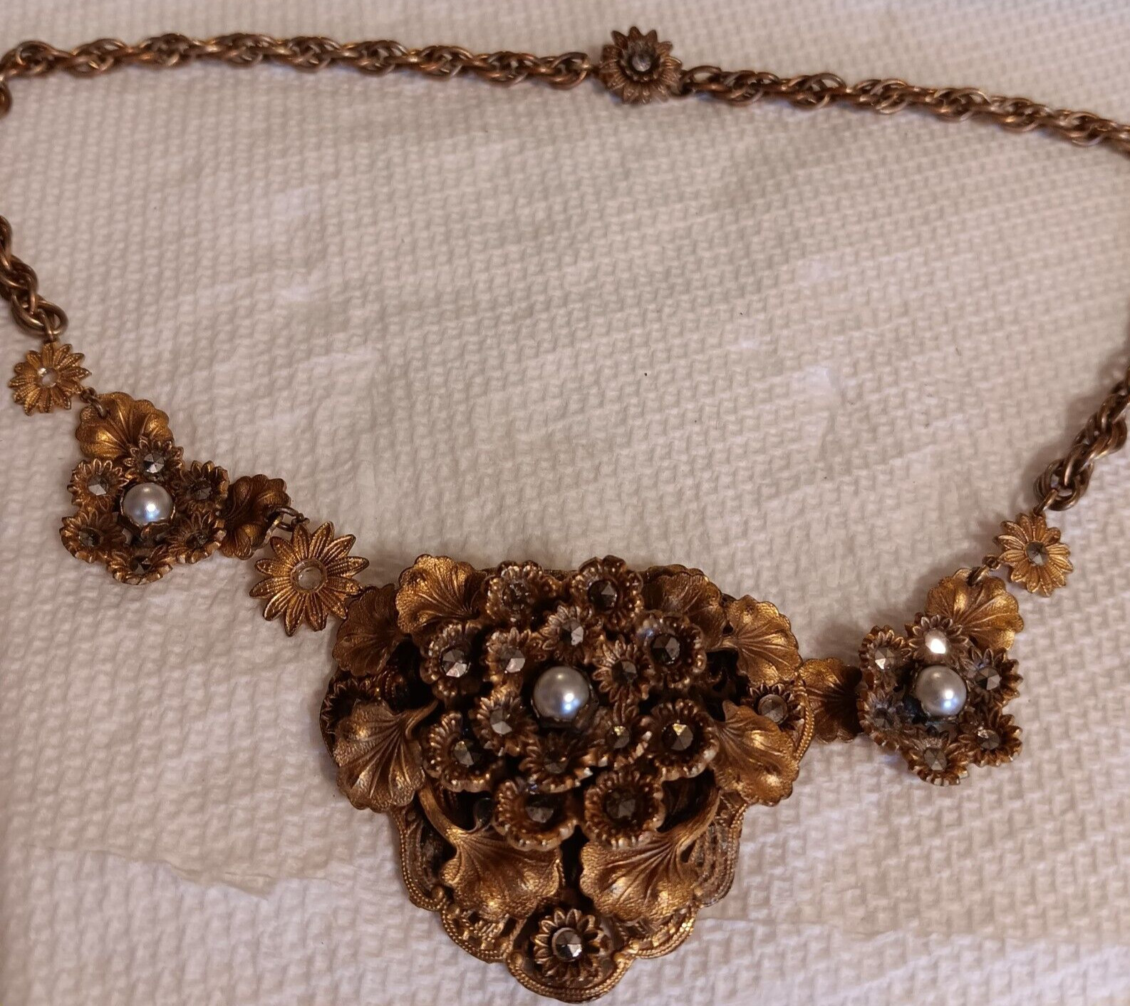 VINTAGE UNSIGNED MIRIAM HASKELL ? PEARL & CUT STEEL C… - Gem