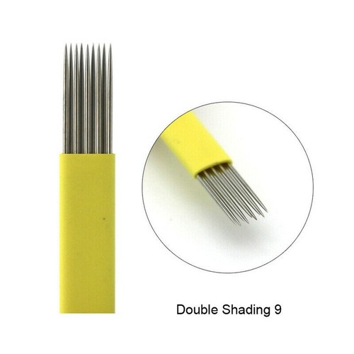 Double Rows Microblading 9 Pin Needles Permanent Makeup Manual Eyebrow ...