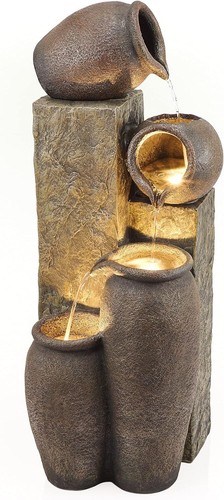 43" Tall IndoorOutdoor 4 Jugs Pottery Fountain Replaceable LED Lights ...