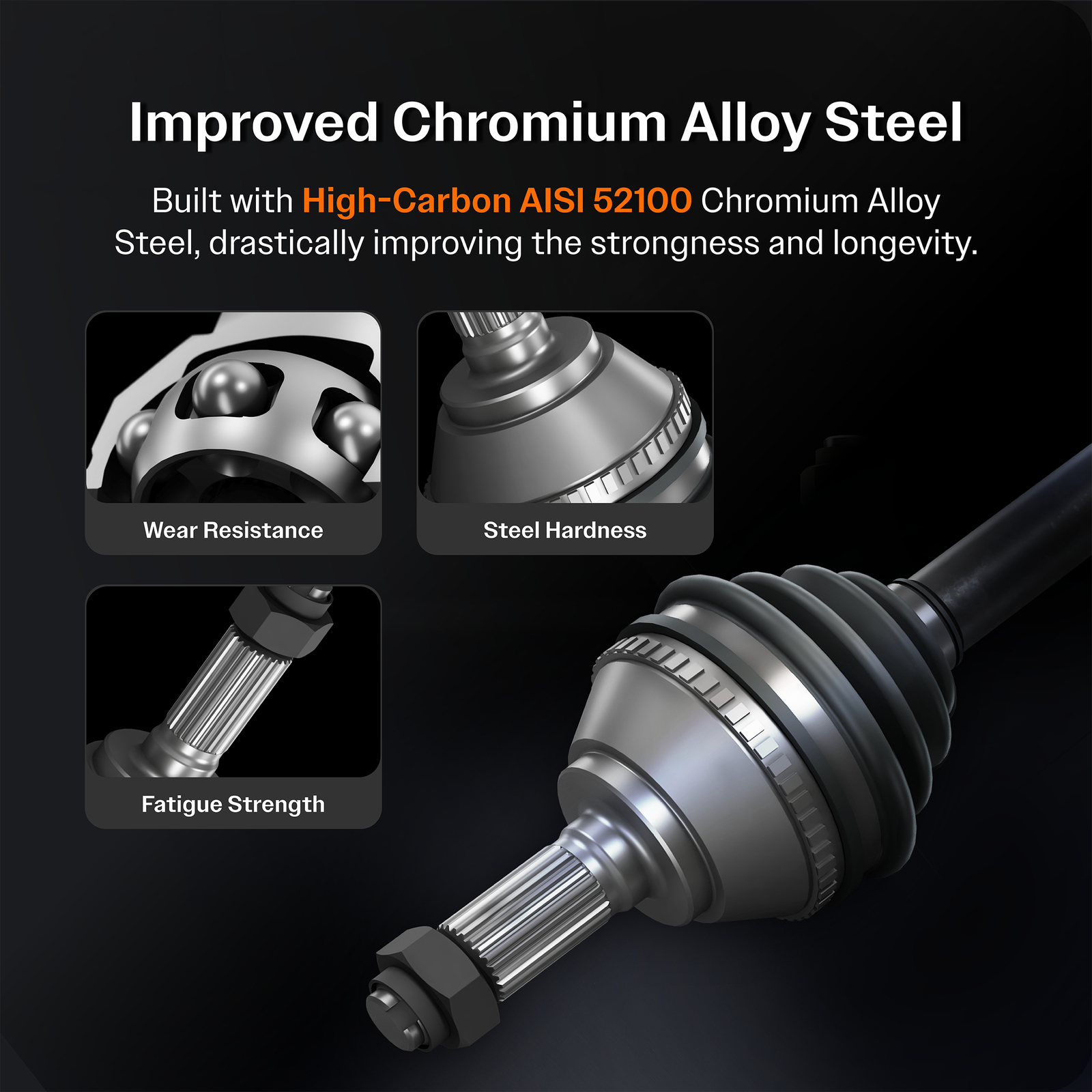 Front Right CV Axle Drive Shaft Complete Assembly And Bearing Kit For ...