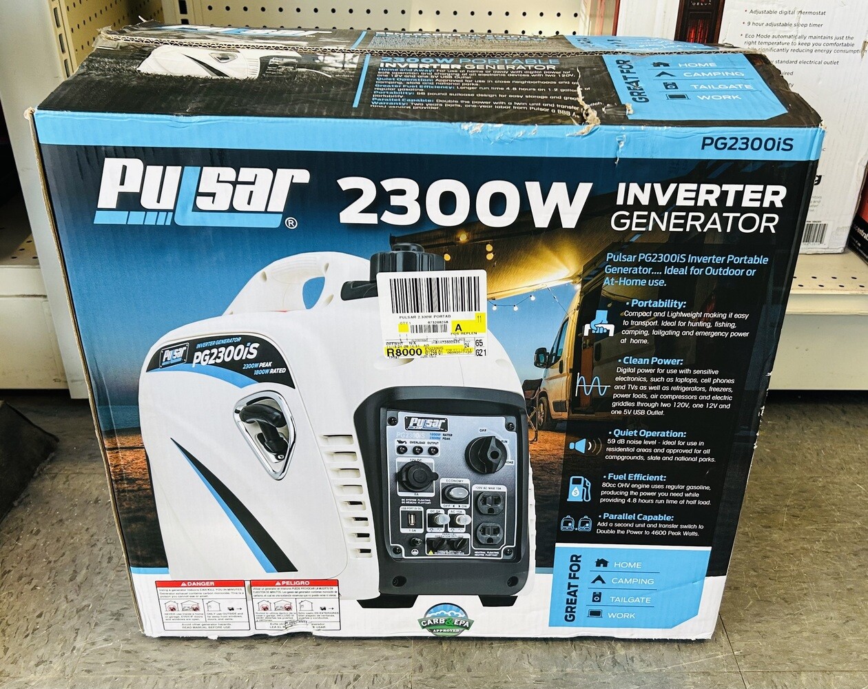 Pulsar 2300 Watt Portable Gas Powered Super Quiet Inverter Generator ...