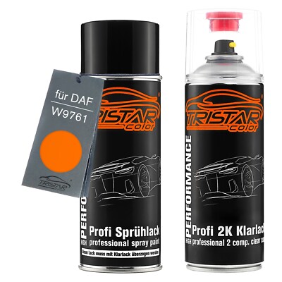Autolack 2K Spraydosen Set für DAF W9761 Oranje Basislack 2 Komponenten ...