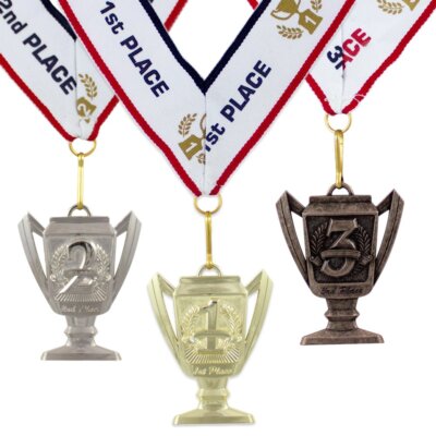1st 2nd 3rd Place Cup Star Award Medals Gold Silver Bronze Ribbon 3PCS Set | eBay