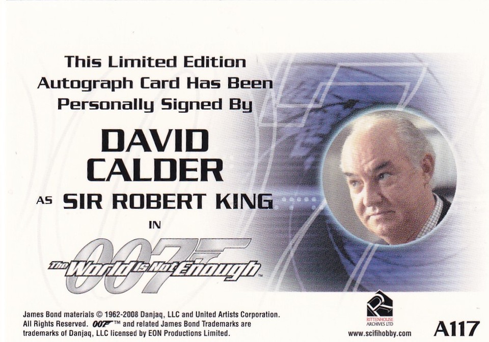 James Bond Autograph Card A117 David Calder as Sir Robert King | eBay