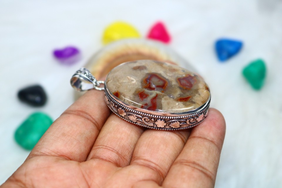 1 Pieces Natural Rock Shake Chalcy Gemstone .925 Sterling Silver Bezel ...