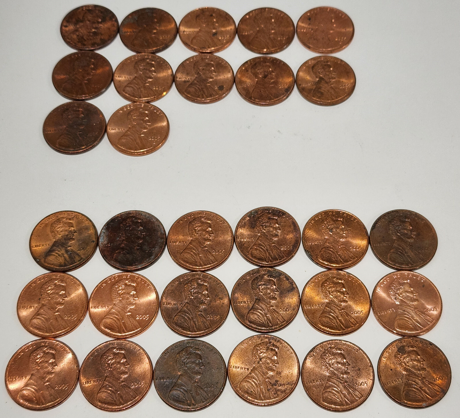 LOT OF (30) 2005 PENNIES D & No Mint Mark 1 CENT USA COINS Lincoln ...