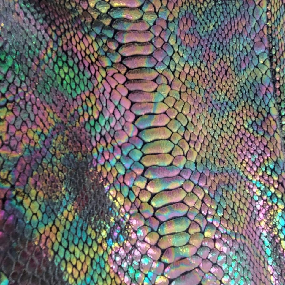 Iridescent Reptile Print Catsuit Long Sleeves Zipper Lilac Purple ...