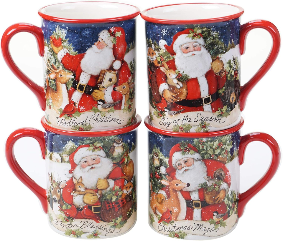 Christmas Magic Santa 16-Pc Dinnerware Set for 4 - Festive Holiday ...