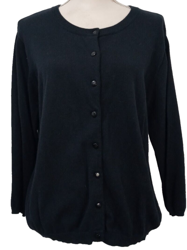Covington Knit Cardigan Sweater Women's XL 18 100% Cotton Black 3/4 ...