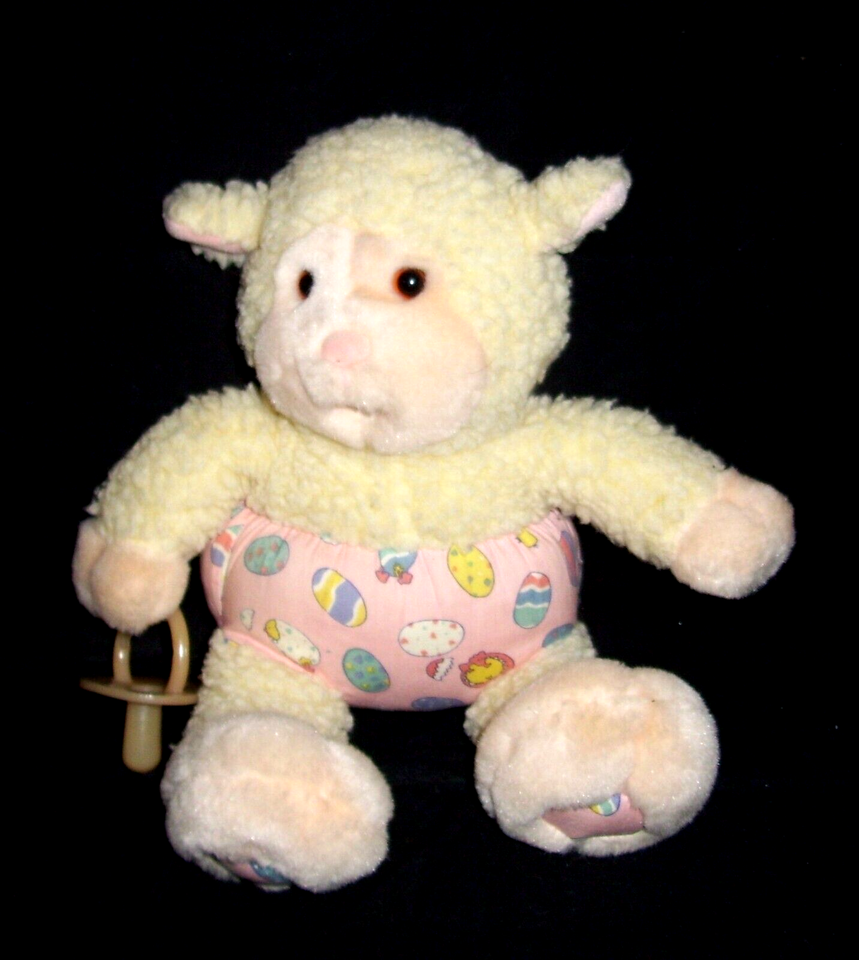 VTG 11" Plush Creations Inc Pacifier Lamb Sheep Easter Egg Print ...