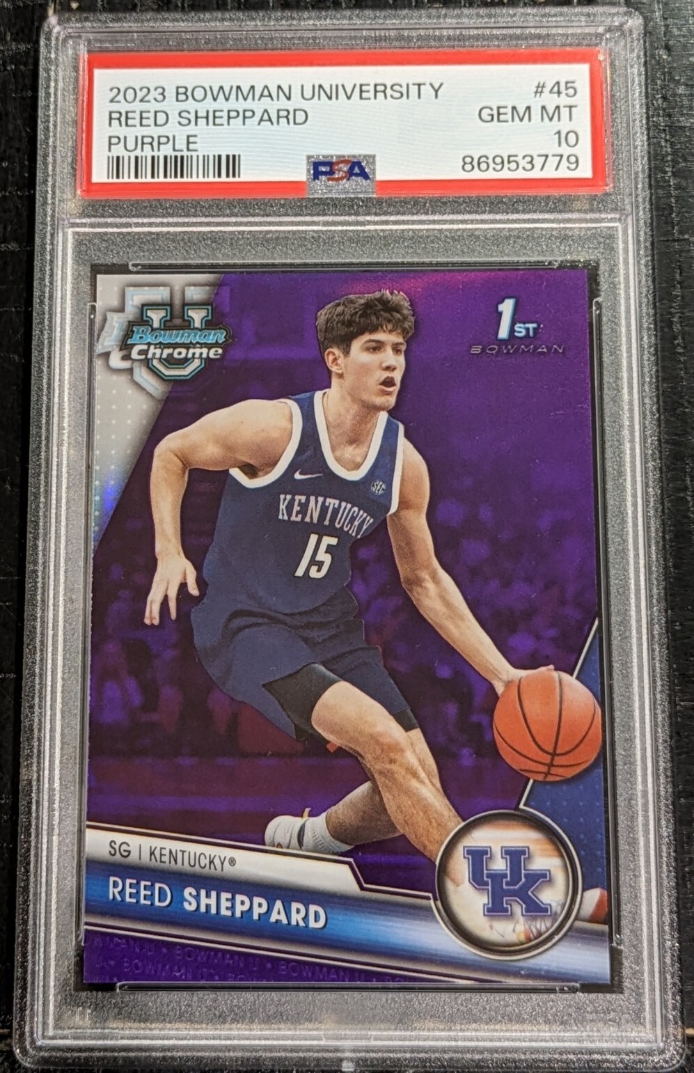 2023 Bowman U Chrome Reed Sheppard 1st PSA 10 GEM MINT POP-1 Purple ...