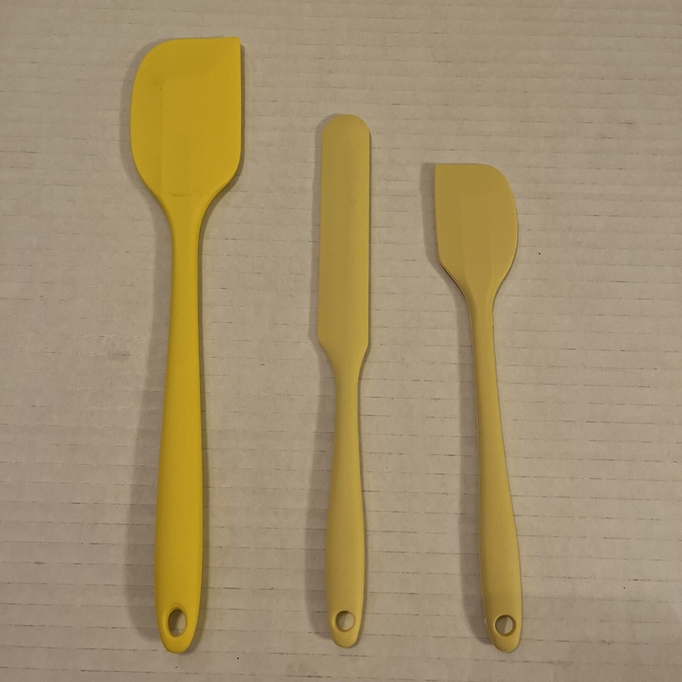 Set Of Two Yellow Silicone Spatulas And One Scraper | eBay