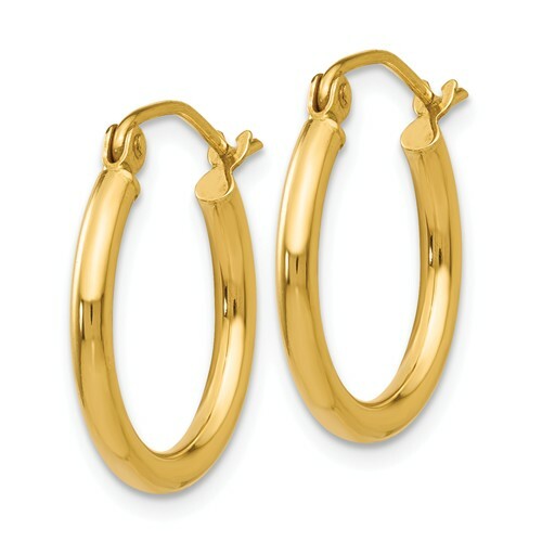 14K YELLOW GOLD SMALL PLAIN ROUND HOOPS HOLLOW HOOP EARRINGS 2 mm 0.7 ...