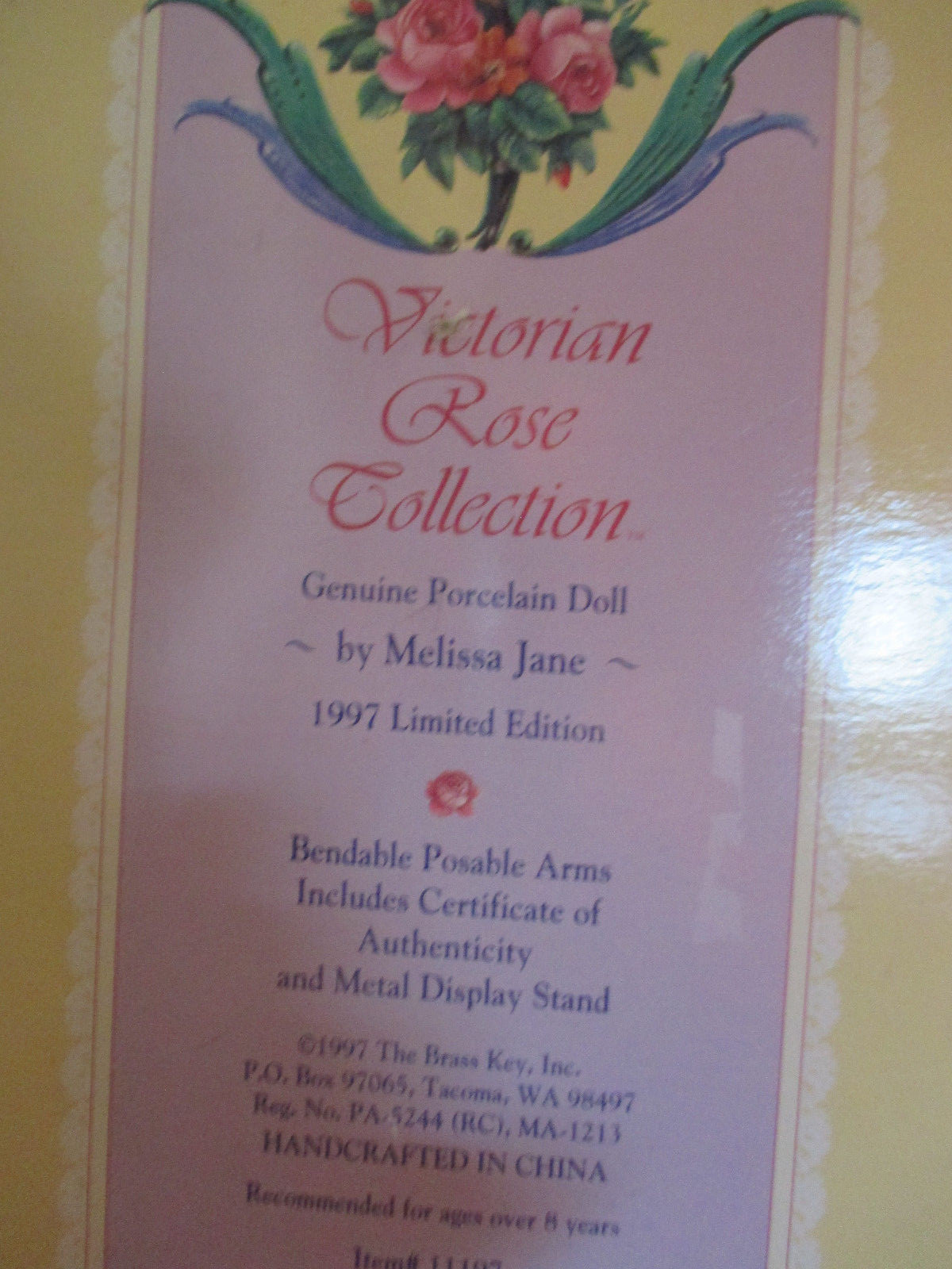 VICTORIAN ROSE COLLECTION 1997 LIMITED EDITION GENUINE PORCELAIN DOLL ...
