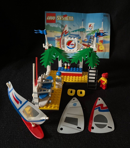 Vintage (1993) Lego SURF SHACK #6595 100% COMPLETE ~Wind Surfing/Snack ...