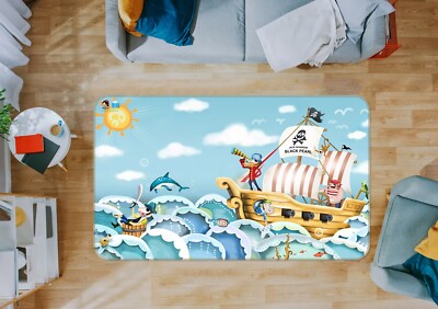 3D Cartoon Pirate Ship ZHUB2307 Game Non Slip Rug Mat Photo Carpet Ann ...
