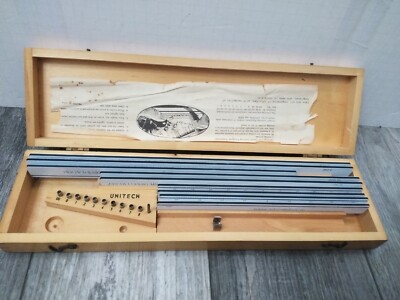 VTG. Lettering Set Drafting Kit Wood Case Templates Unitech Engineering ...