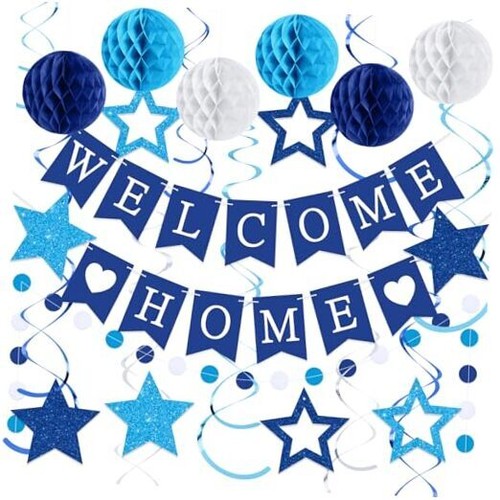 Welcome Home Decorations Welcome Home Banner with Glitter Stars Hanging ...