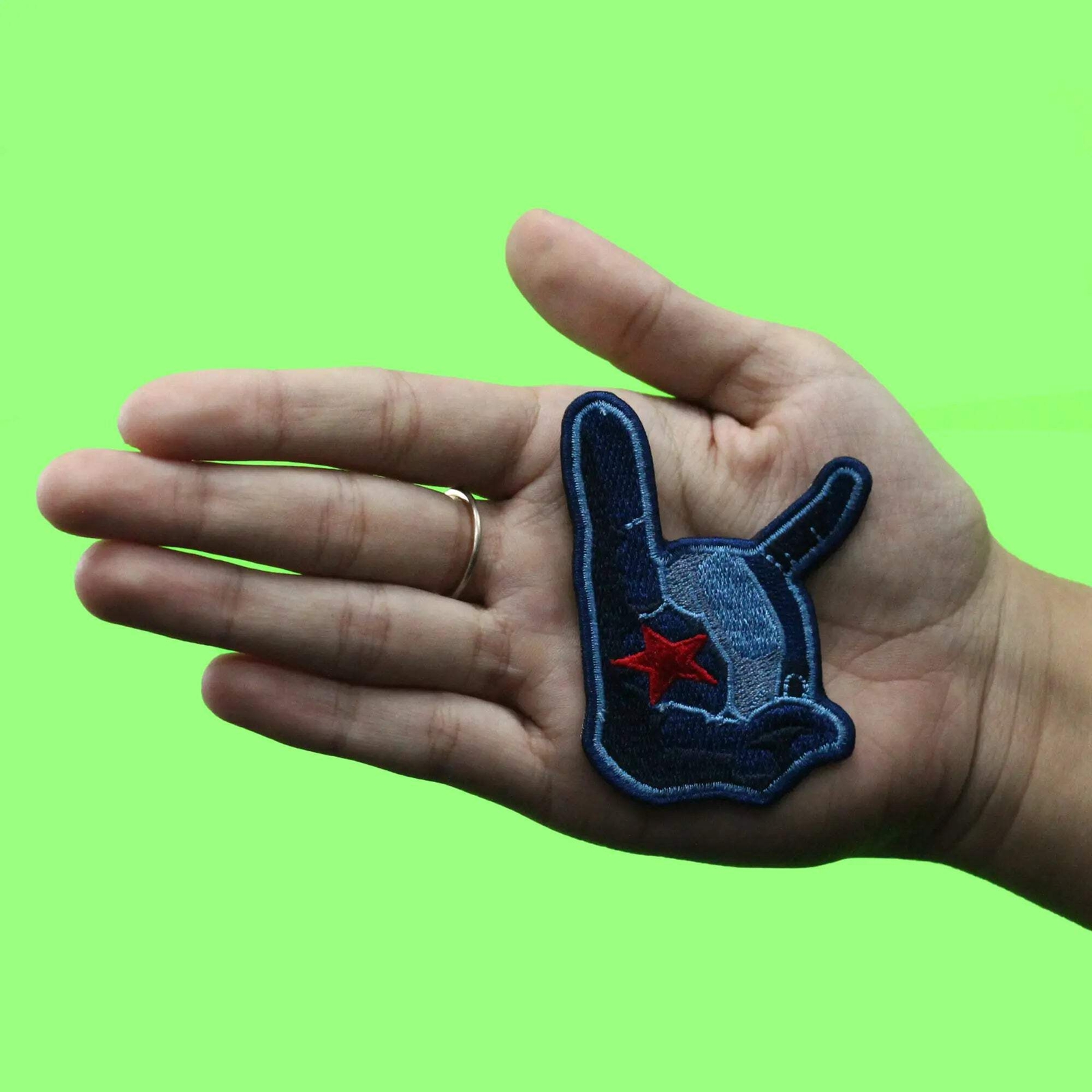Houston Pride Texans Bull Hand Sign Patch The H Columbia Blue ...