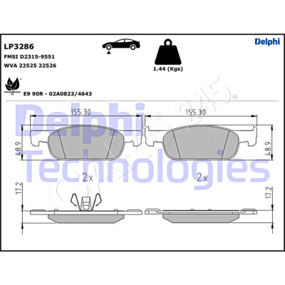 DELPHI Disc Brake Pad Set For RENAULT DACIA Clio IV Box Grandtour ...