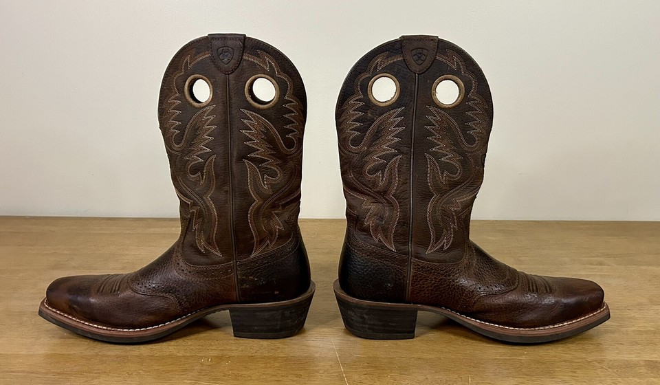 $199 Ariat ATS 10002227 Men’s Cowboy Western Boots Brown Squared Toes ...