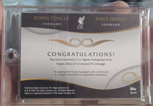 Robbie Fowler Emile Heskey Topps Liverpool Lineage Dual Auto. Liverpool ...