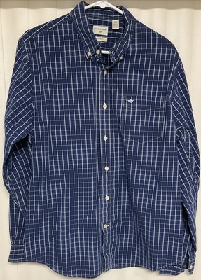 Dockers Mens L Standard Fit Button Up Long Sleeve Shirt Blue Checkered ...