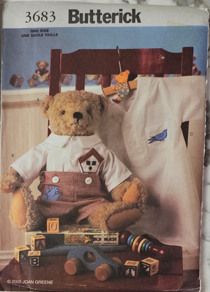 Butterick Sewing Patterns Craft Stuffed Animal Plush Dolls Bears Home+ ...