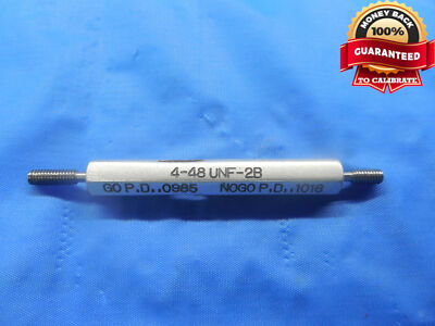 4 48 UNF 2B THREAD PLUG GAGE #4 .112 GO NO GO P.D.'S = .0985 & .1016 NF ...