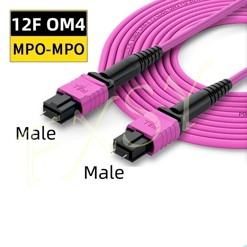 1-100M MPO Male to MPO Male OM4 8 12 Core Fiber Optic Patch Cord MTP to ...