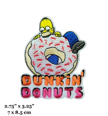 The Simpsons Homer Simpson Dunkin Logo Big Donut Embroidered Iron On ...