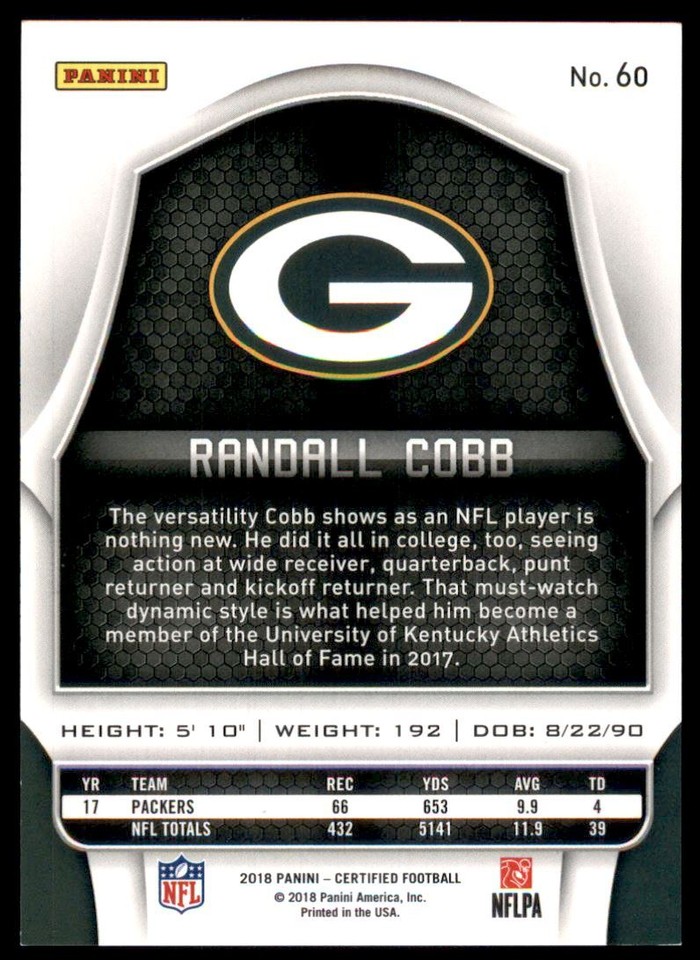 2018 Certified Mirror Blue #60 Randall Cobb /50 | eBay