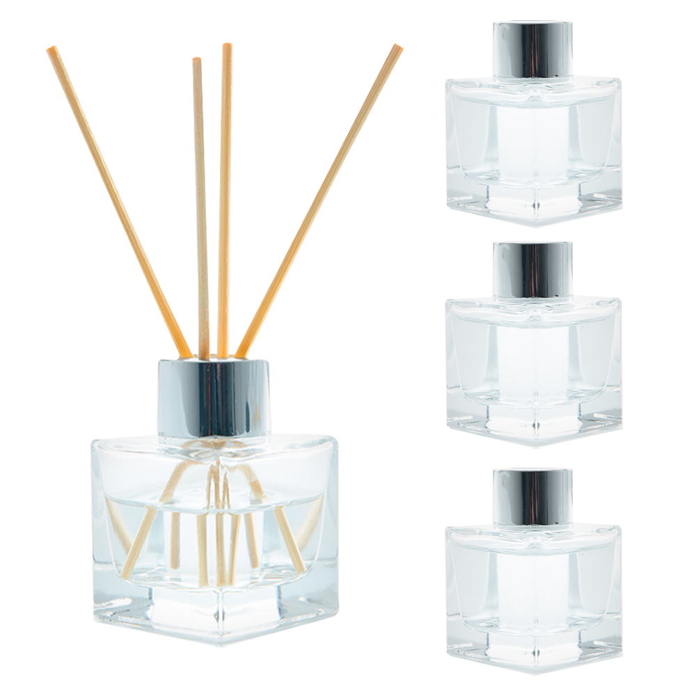 PACK OF 4 50ML DIFFUSER BOTTLES GLASS REED OIL FRAGRANCE CONTAINERS SET ...